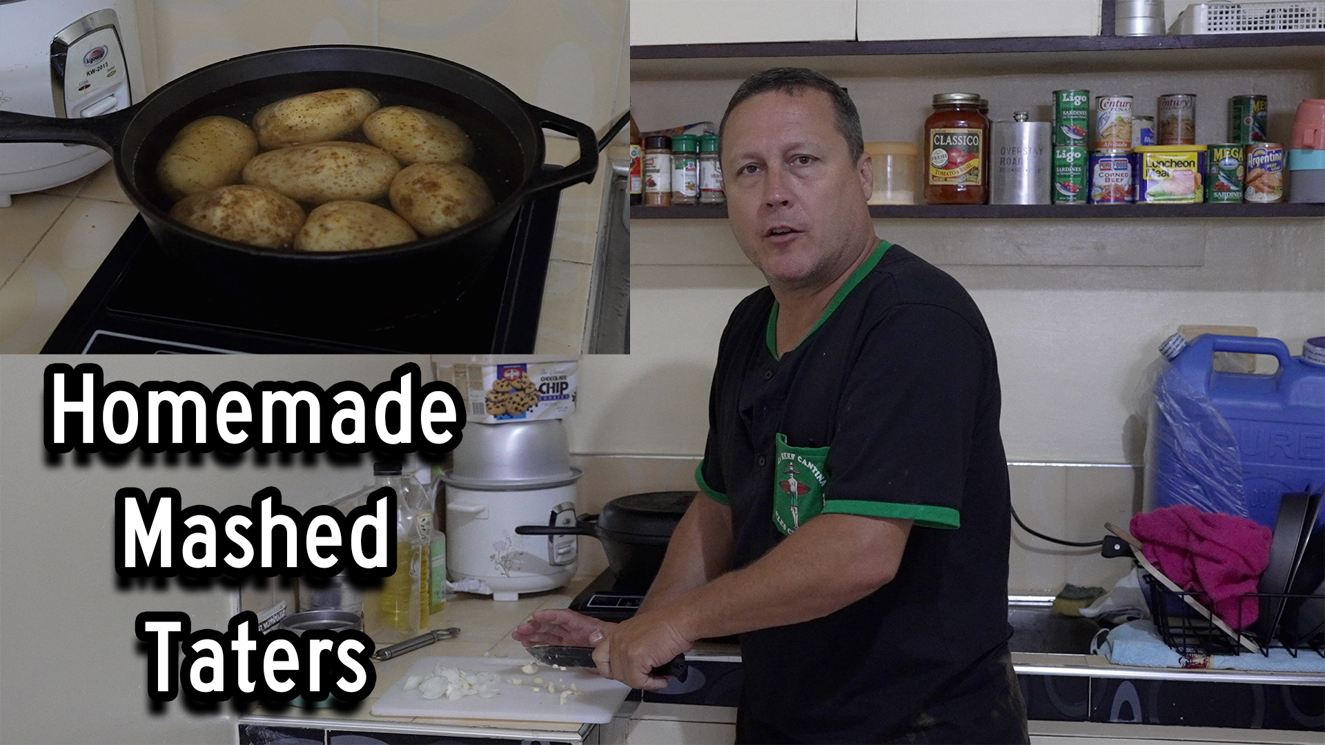 Old Single Dad Makes Homemade Mashed Potatoes with Available Ingredients